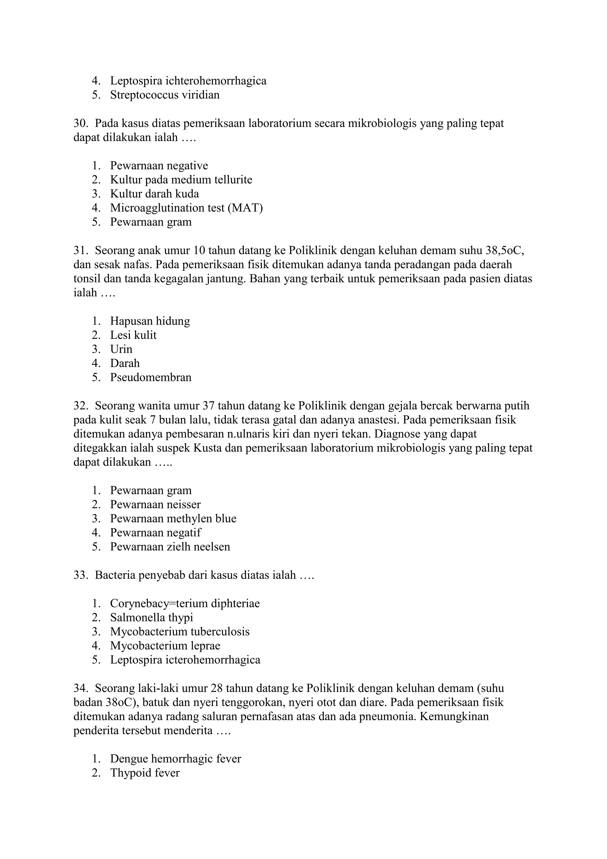 Soal kedokteran tropis 2012 | DOCX