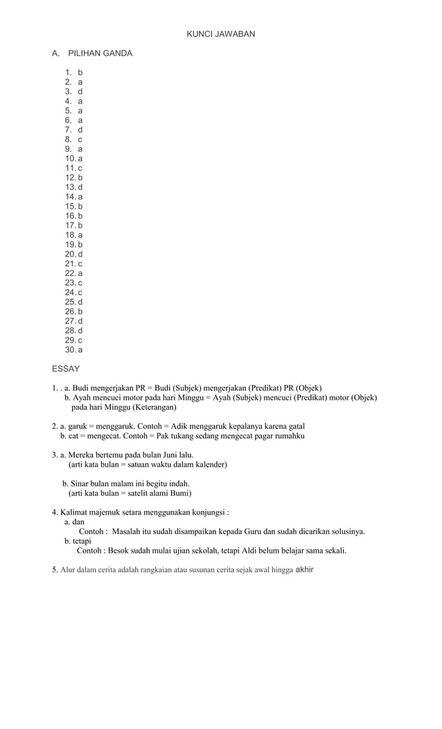 SOAL KELAS empat bahasa indonesia kelas 4 | DOCX