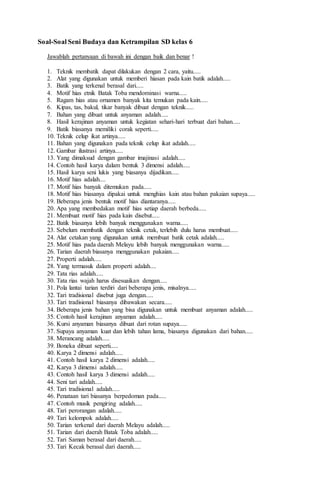 Soal kelas 6 smtr 1 | PDF