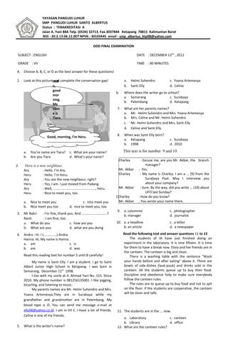 Soal kelas VII semester 1 ( 2012 2013) | PDF
