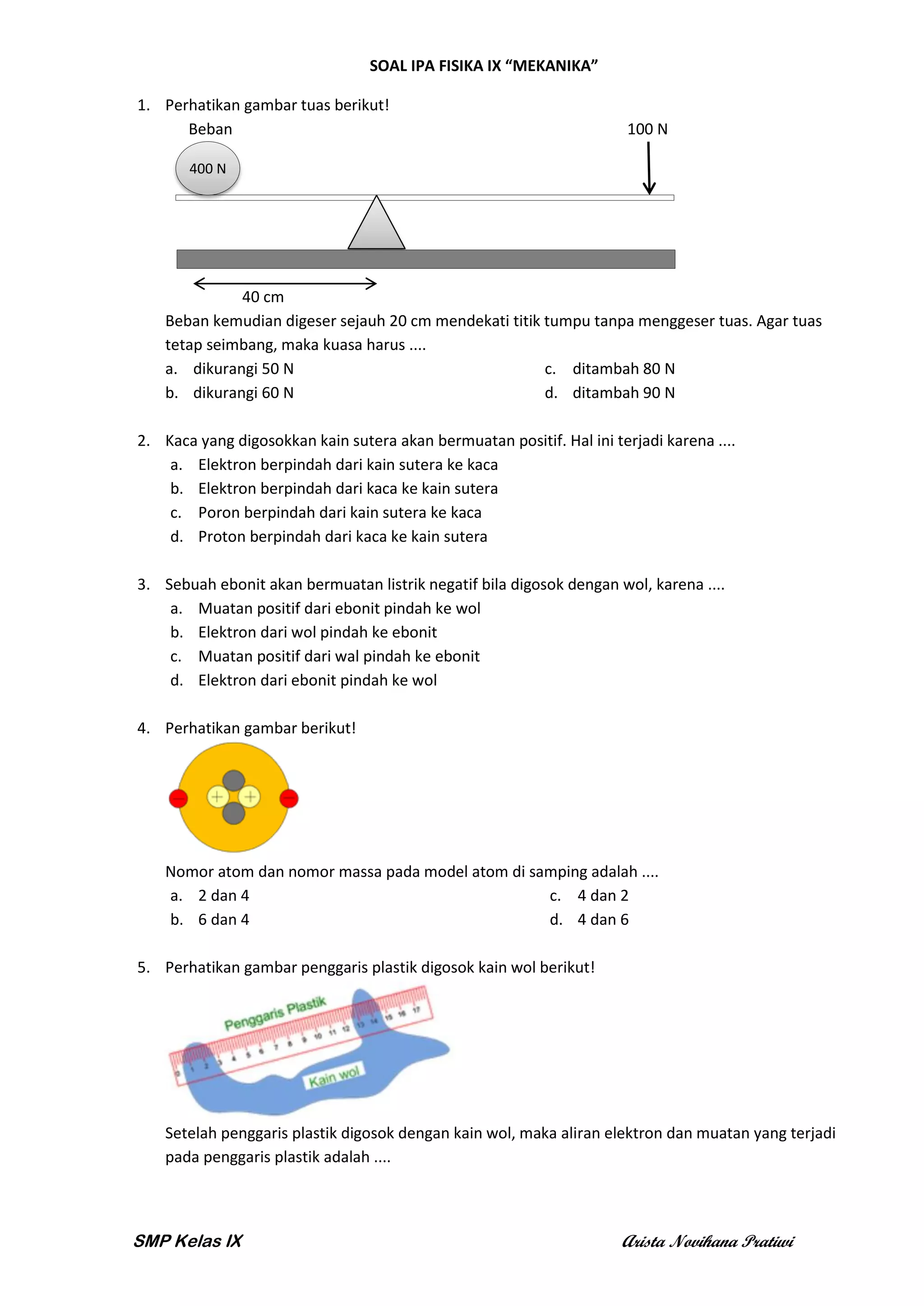 Soal kelas ix mekanika fisika | PDF