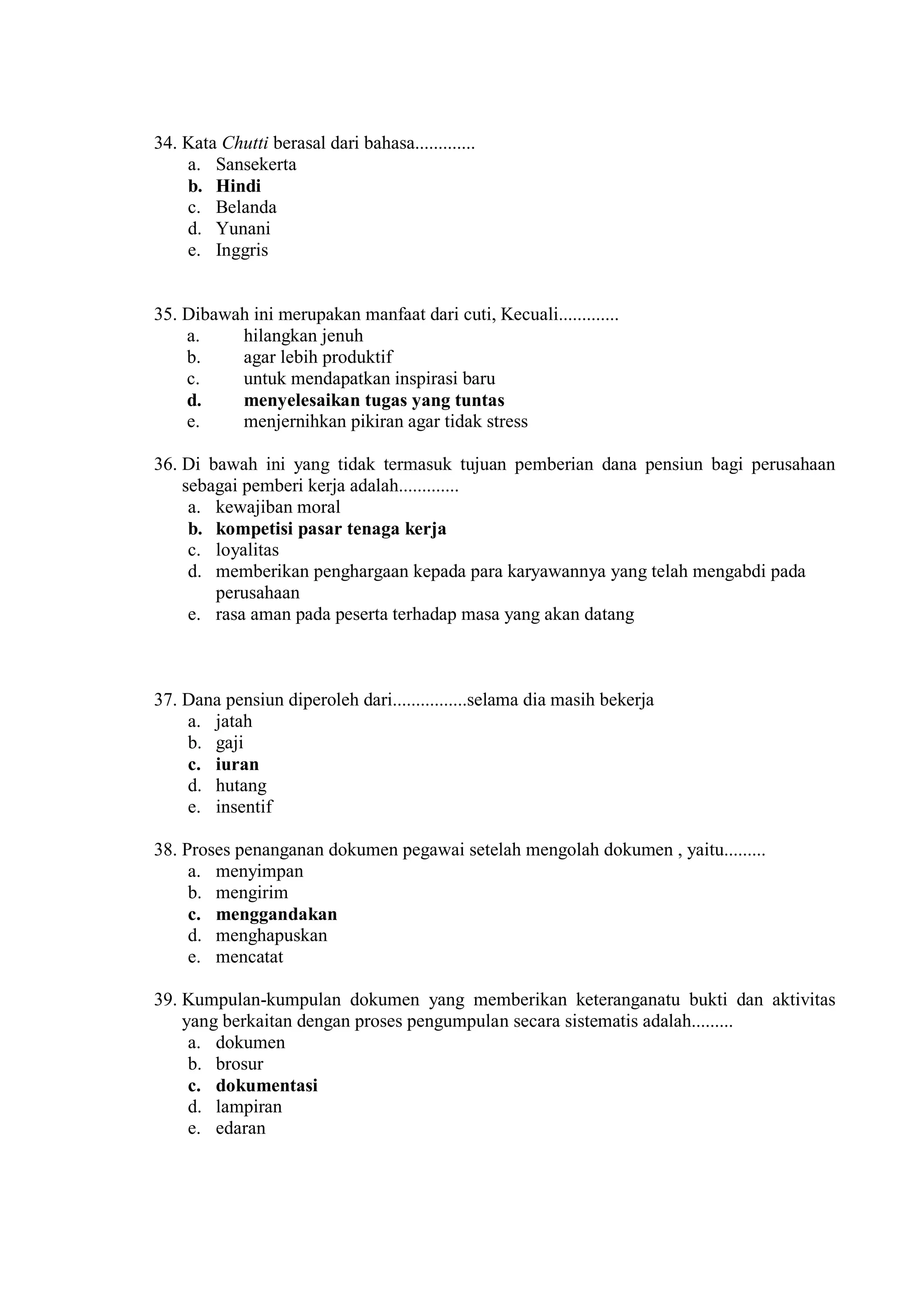 SOAL USP XII OTKP_OTK KEPEGAWAIAN | PDF