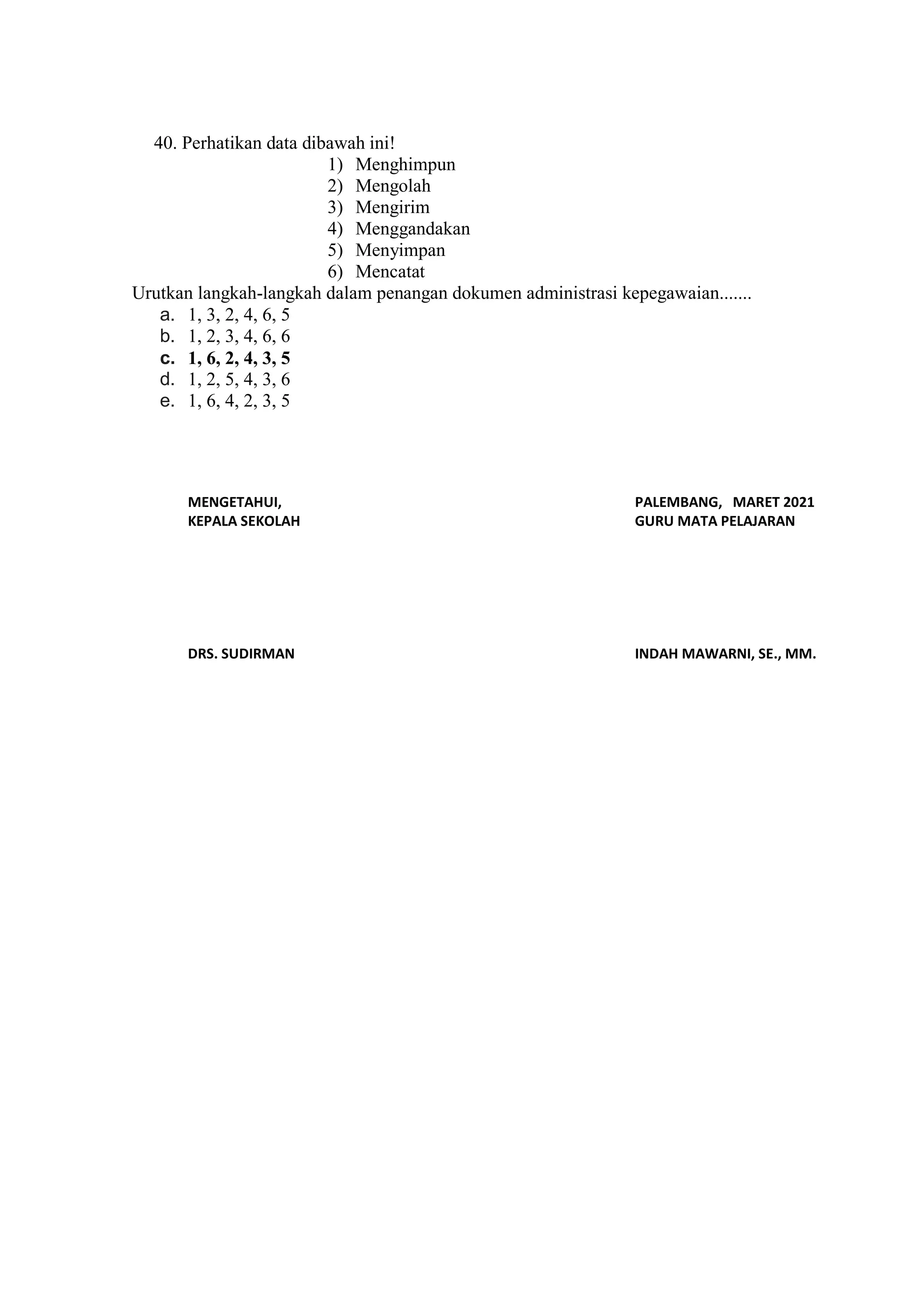 SOAL USP XII OTKP_OTK KEPEGAWAIAN | PDF