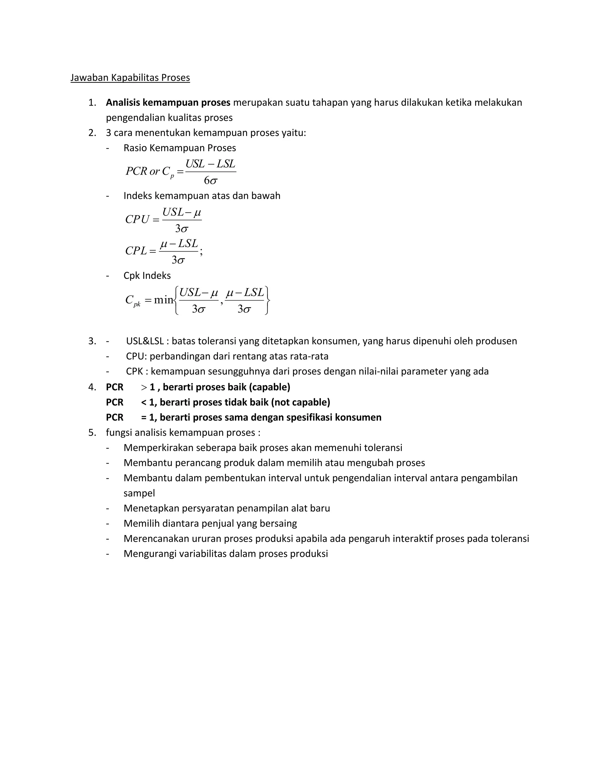 Soal Manmut Kapabilitas Proses | DOCX