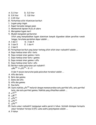 Soal Latihan UTS Kimia Kelas XII bab sifat koligatif larutan | DOCX