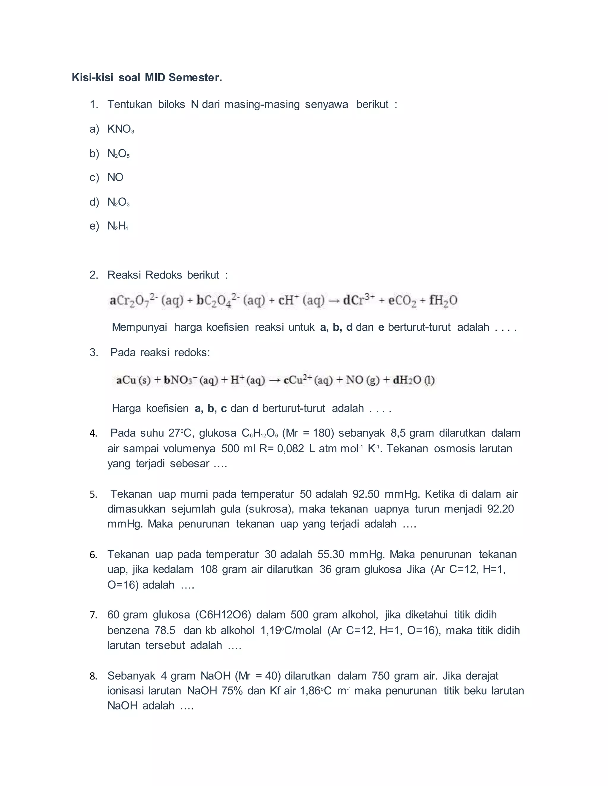 Soal kimia kelas xii | PDF