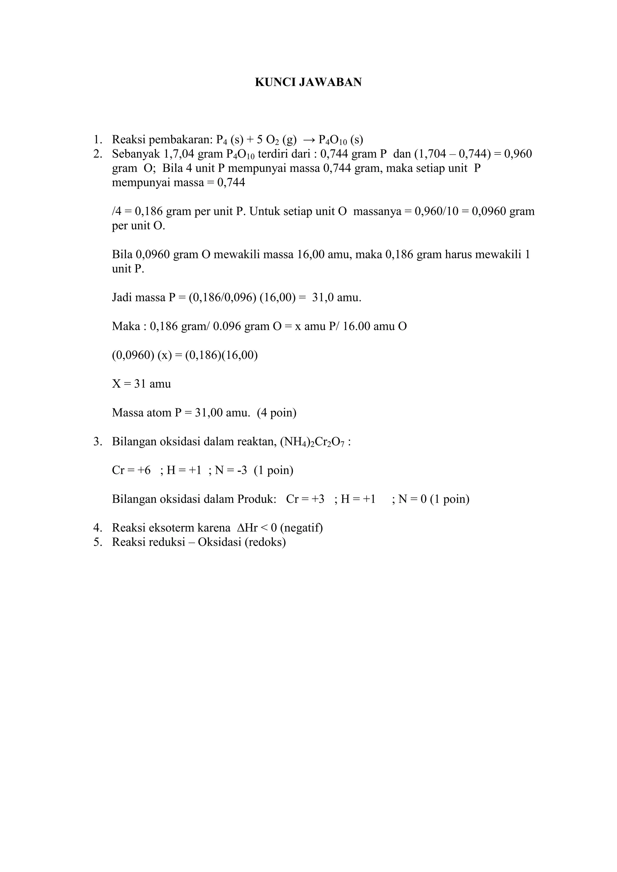 SOAL KIMIA SMP + KUNCI JAWABAN | DOCX