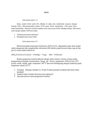 SOAL KIMIA SMP + KUNCI JAWABAN | DOCX