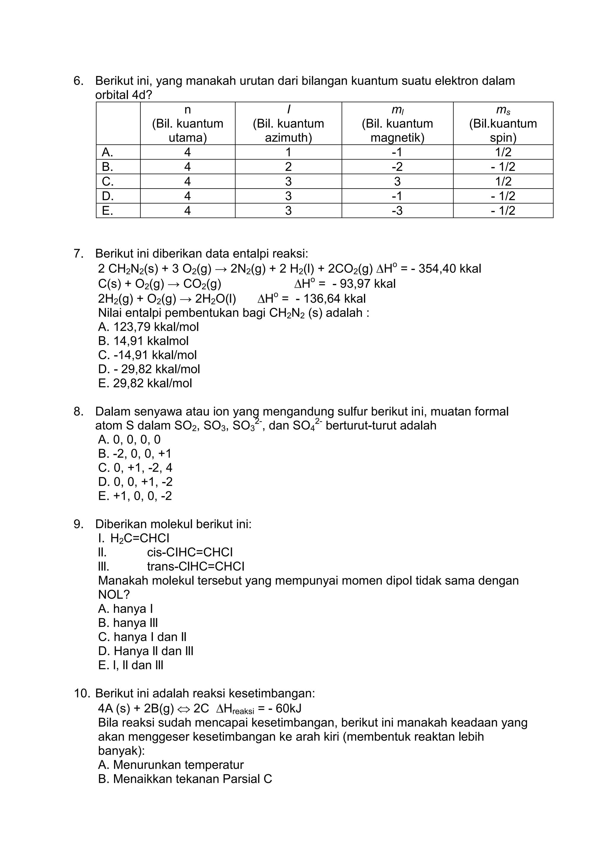 Soal kimia tingkat kabupaten untuk smp riko & bagas | PDF
