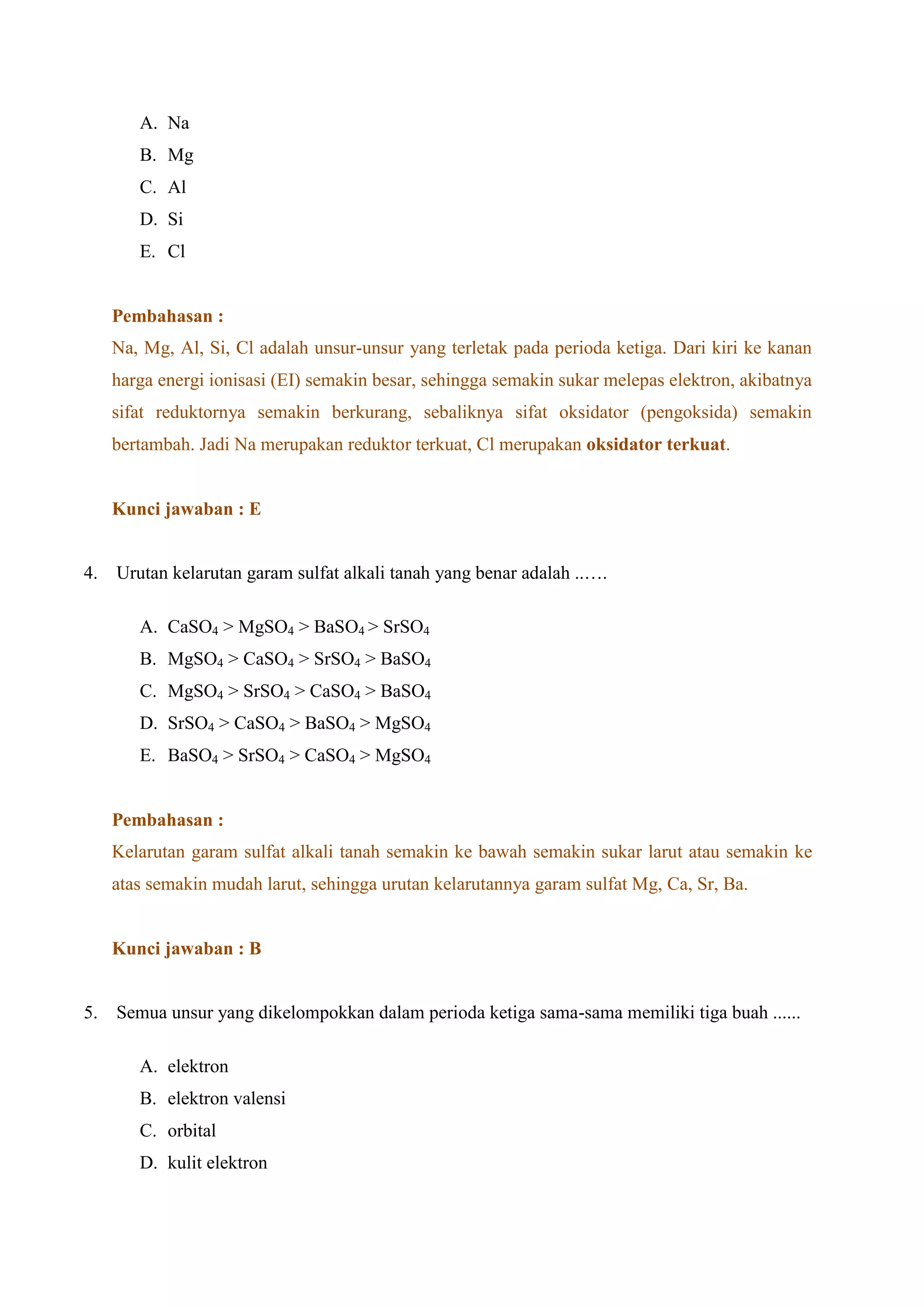 Latihan Soal Kimia Unsur | DOCX