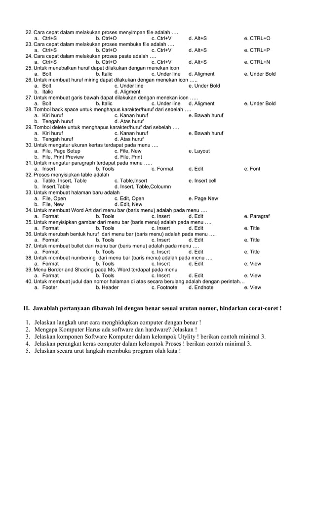 Soal kkpi kelas x tkr | DOCX