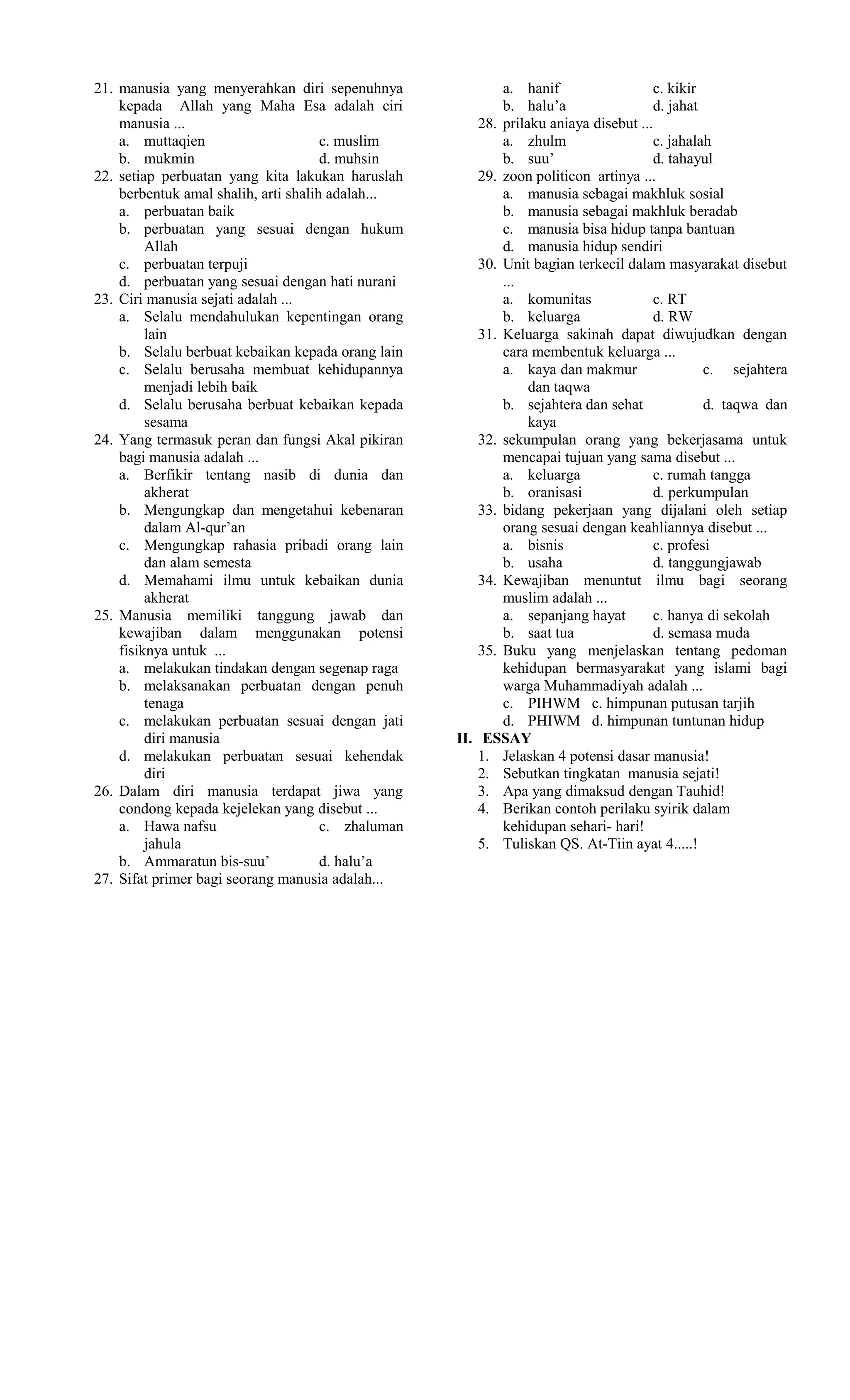 Soal kmd smt 1 | PDF