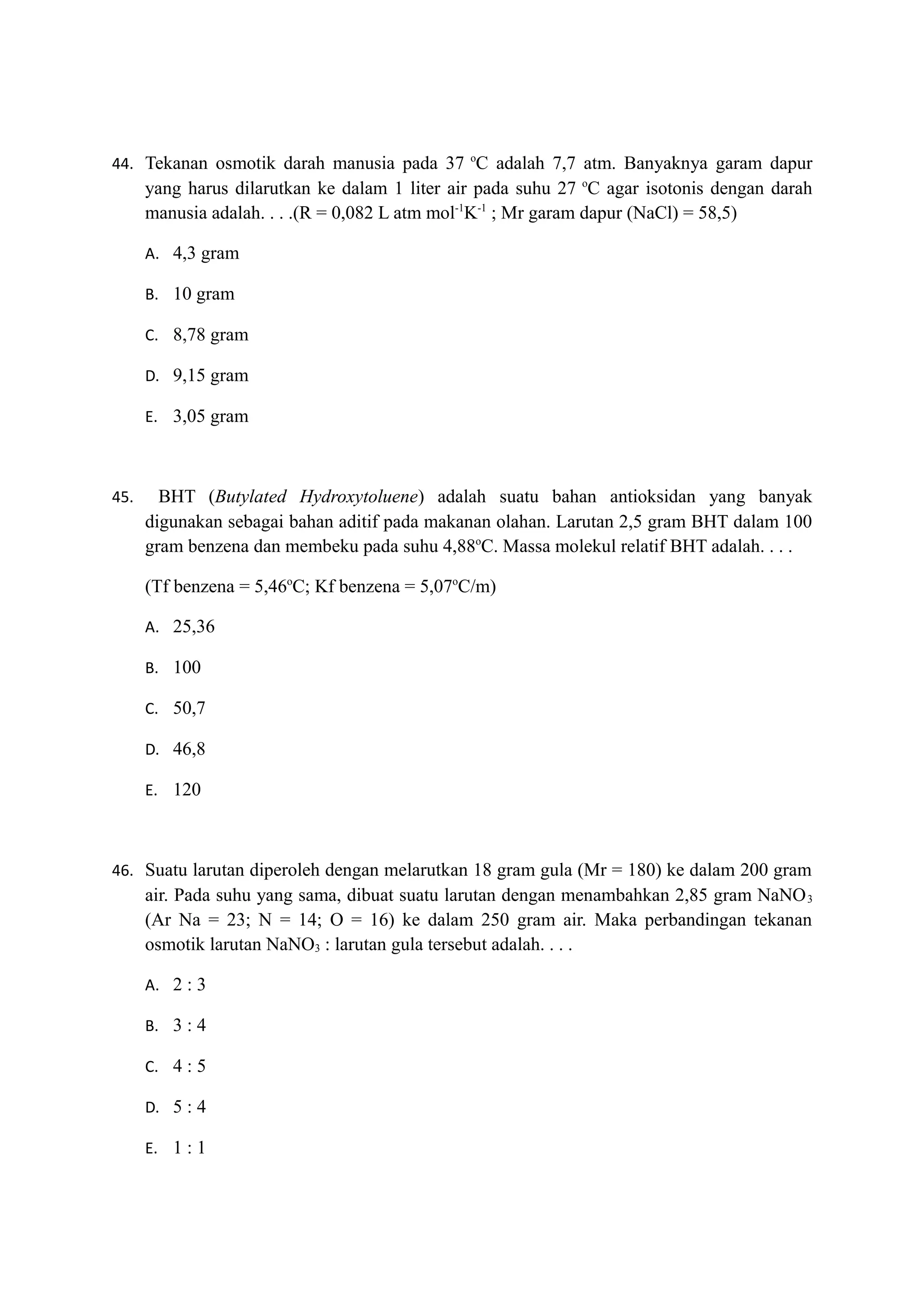Soal koligatif larutan | RTF