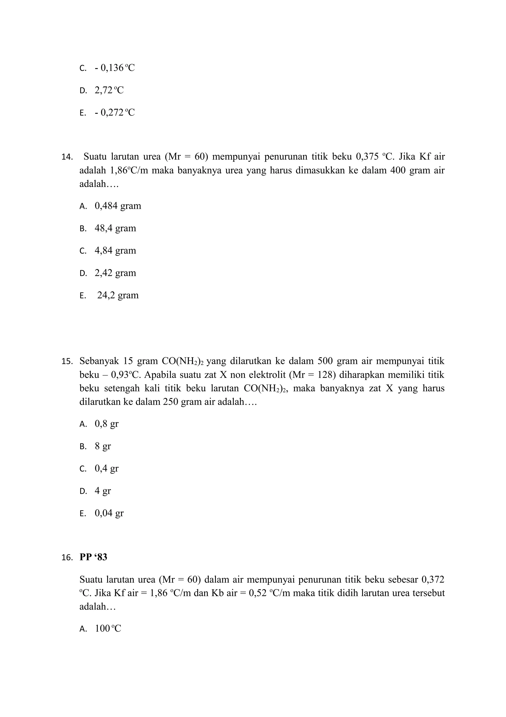 Soal koligatif larutan | RTF