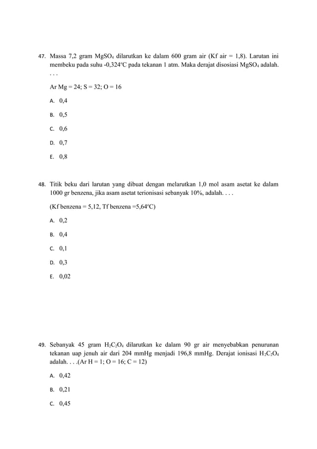 Soal koligatif larutan | RTF