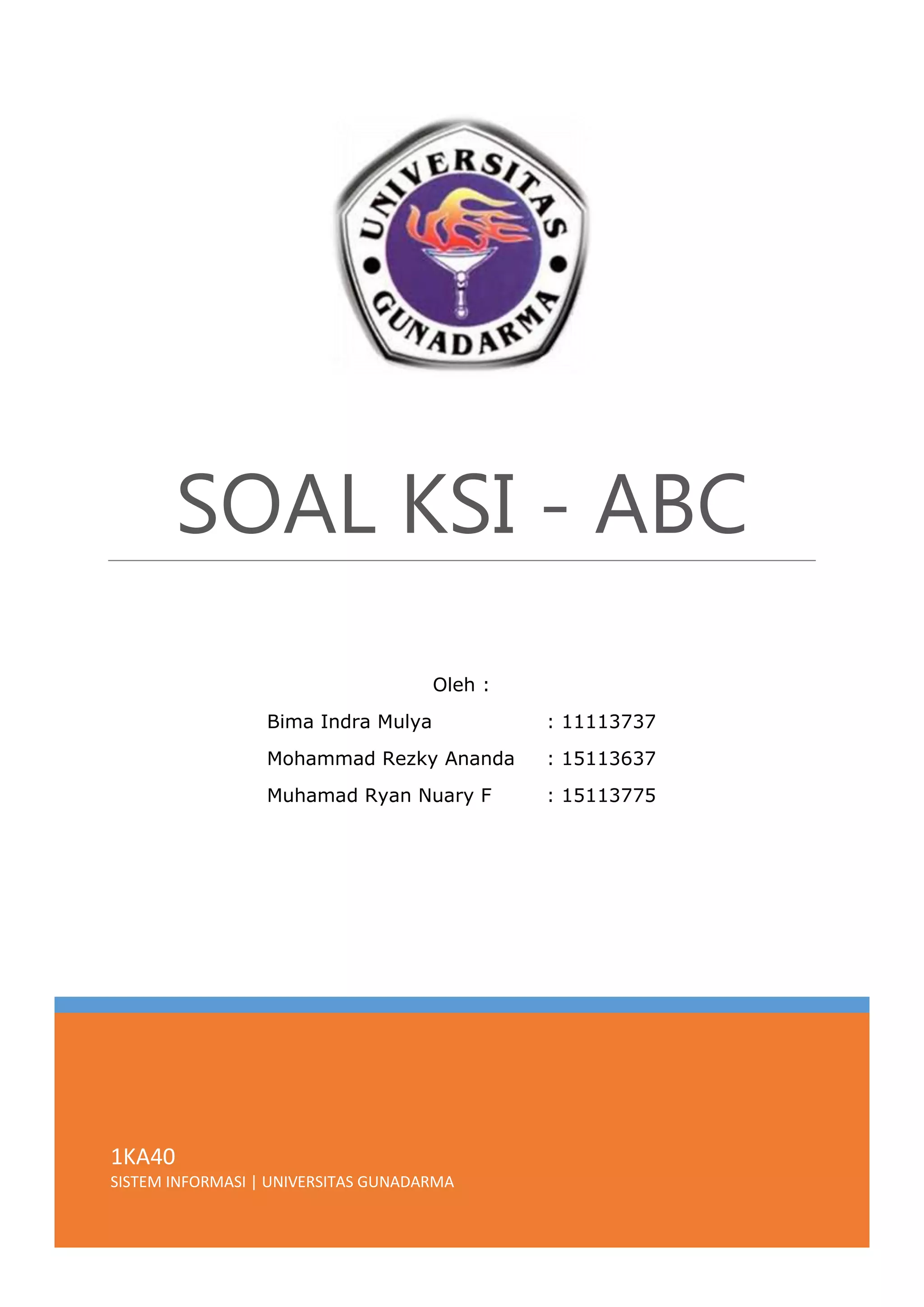 Soal konsep sistem informasi abc | DOCX