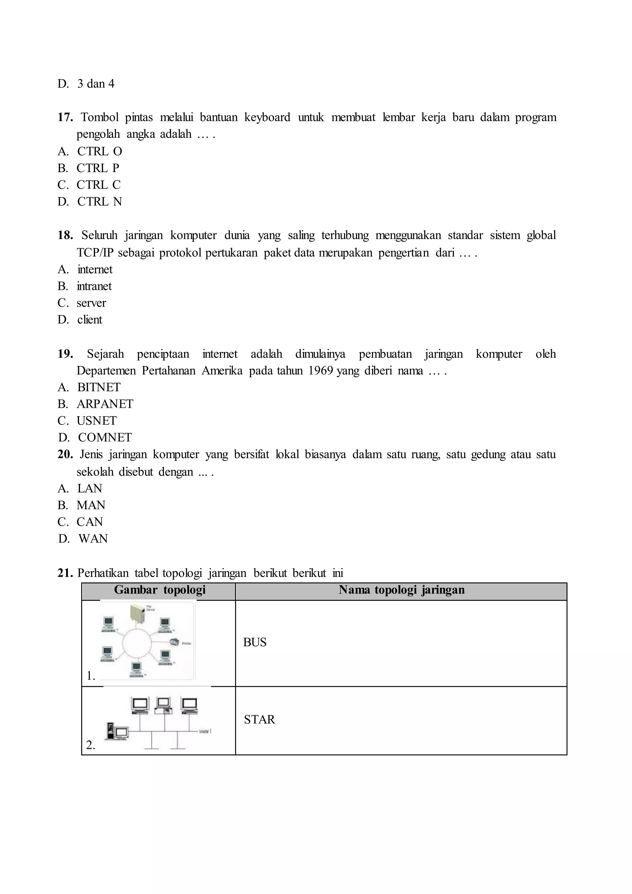 Soal lathan usp tik 9 | DOCX
