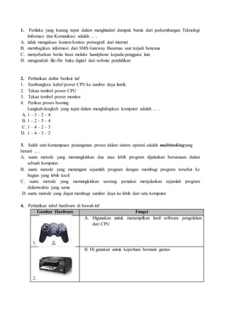 Soal lathan usp tik 9 | DOCX