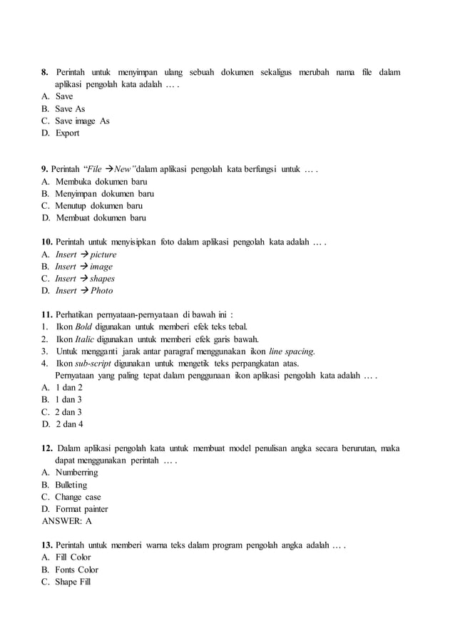 Soal lathan usp tik 9 | DOCX