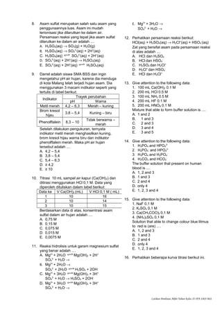 Soal Latihan PAT Kimia Kelas XI | DOC