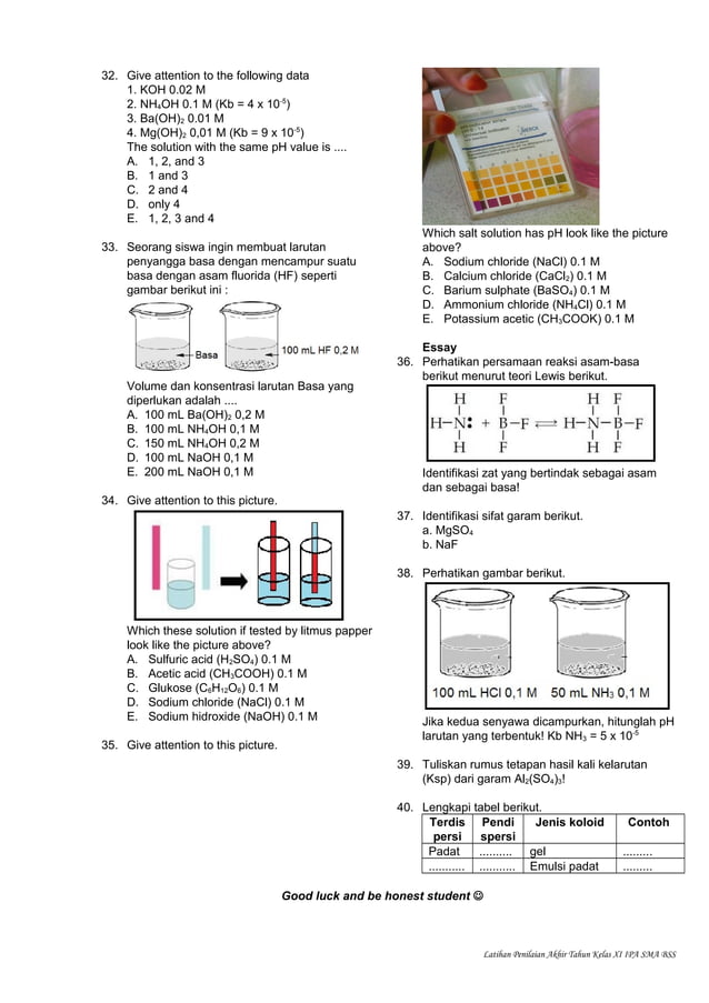 Soal Latihan PAT Kimia Kelas XI | DOC