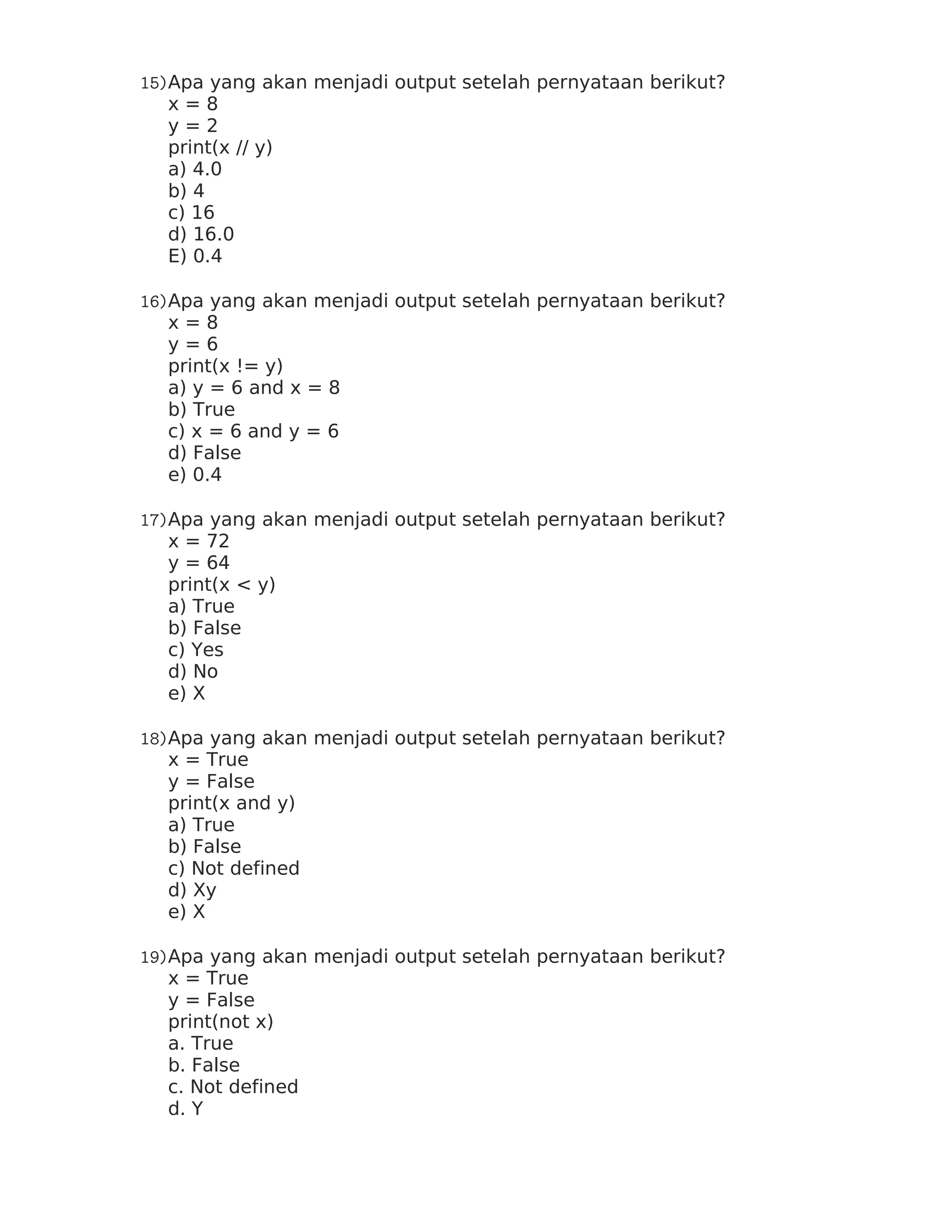 Soal latihan junior level - soal python | PDF
