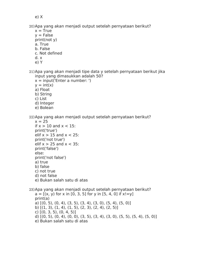 Soal latihan junior level - soal python | PDF