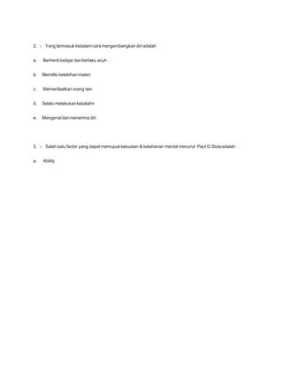 Soal latihan 1 6 character building Semester 2 BSI | PDF