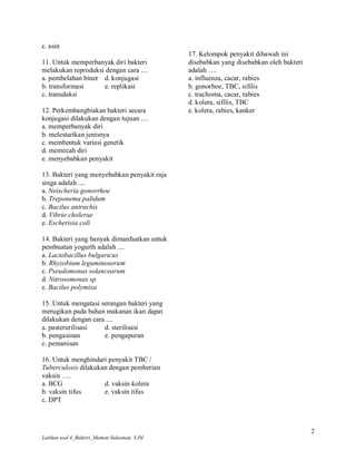 Soal latihan 4 bakteri | PDF