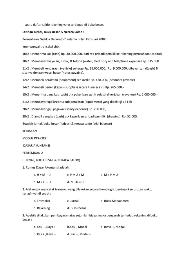 Soal latihan akuntansi perusahaan dagang | DOC