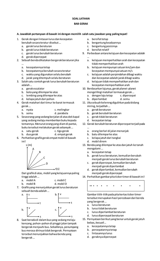 Soal Latihan Bab Gerak | DOCX