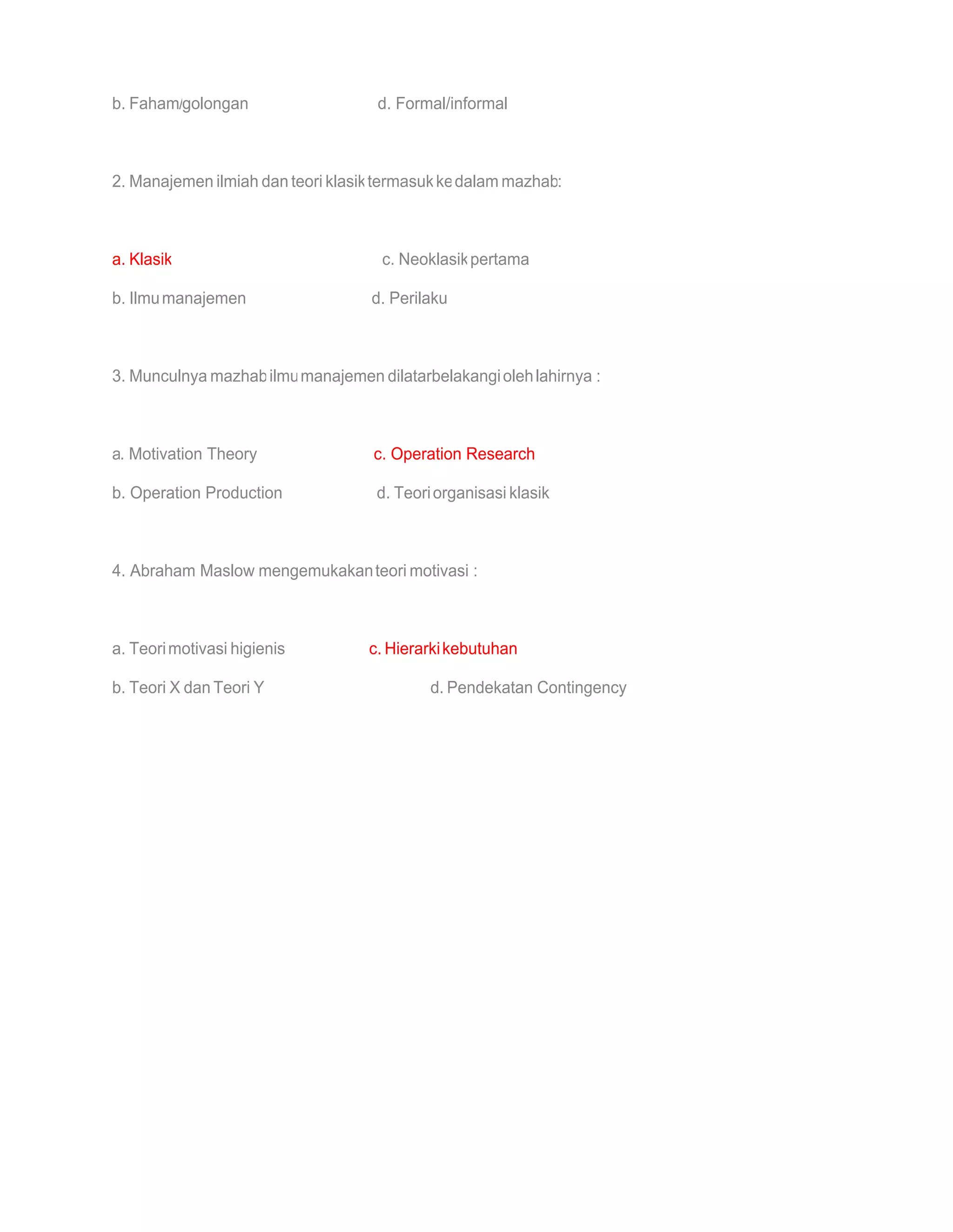 Soal latihan dasar manajemen | PDF