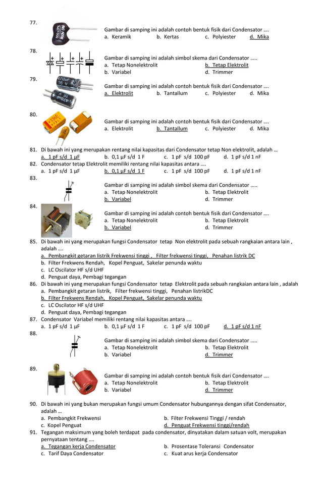 Soal latihan elektronika dasar 1 | PDF