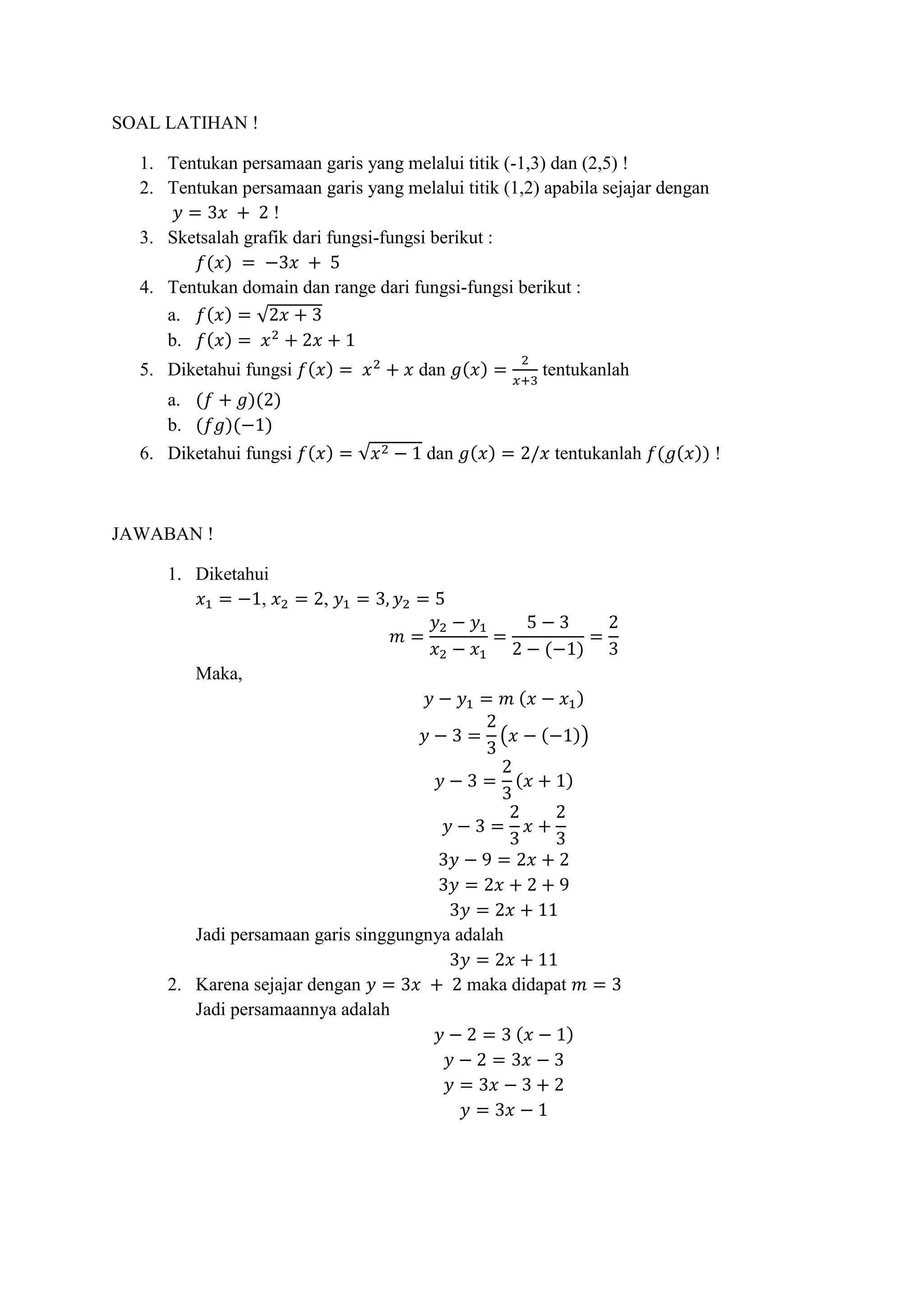 Soal latihan kalkulus fungsi | PDF