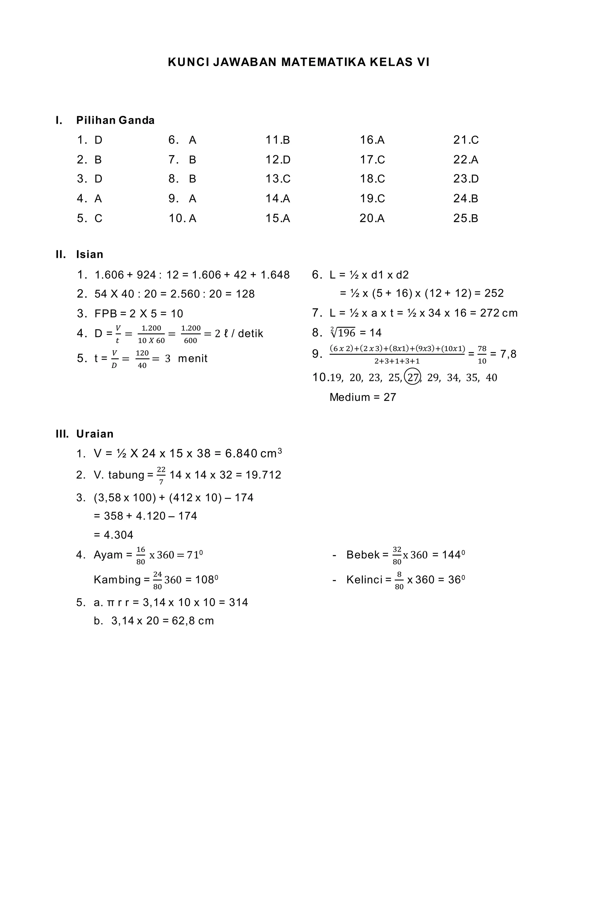 Soal latihan matematika kelas 6 | DOCX