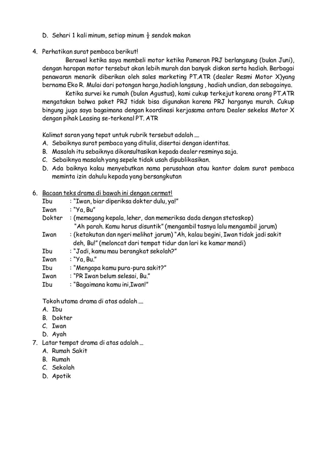 Soal latihan pembinaan lomba siswa berprestasi | DOCX