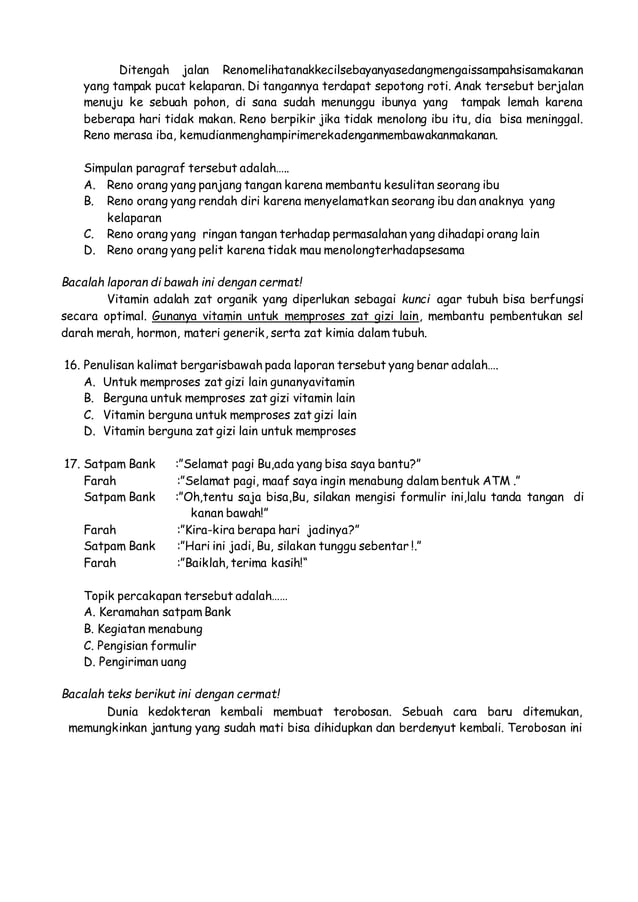 Soal latihan pembinaan lomba siswa berprestasi | DOCX