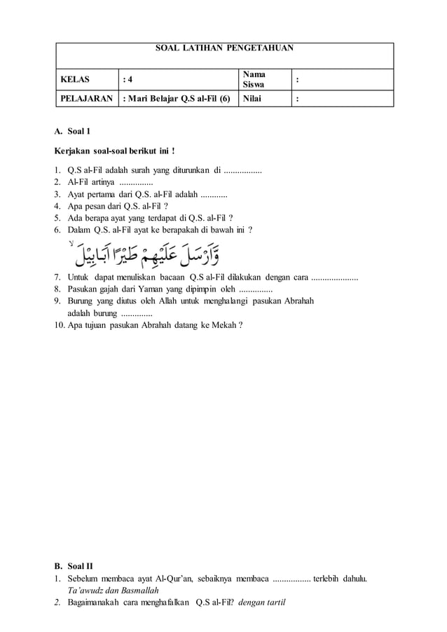 Soal latihan pengetahuan.kls 4 smtr 2 | DOCX