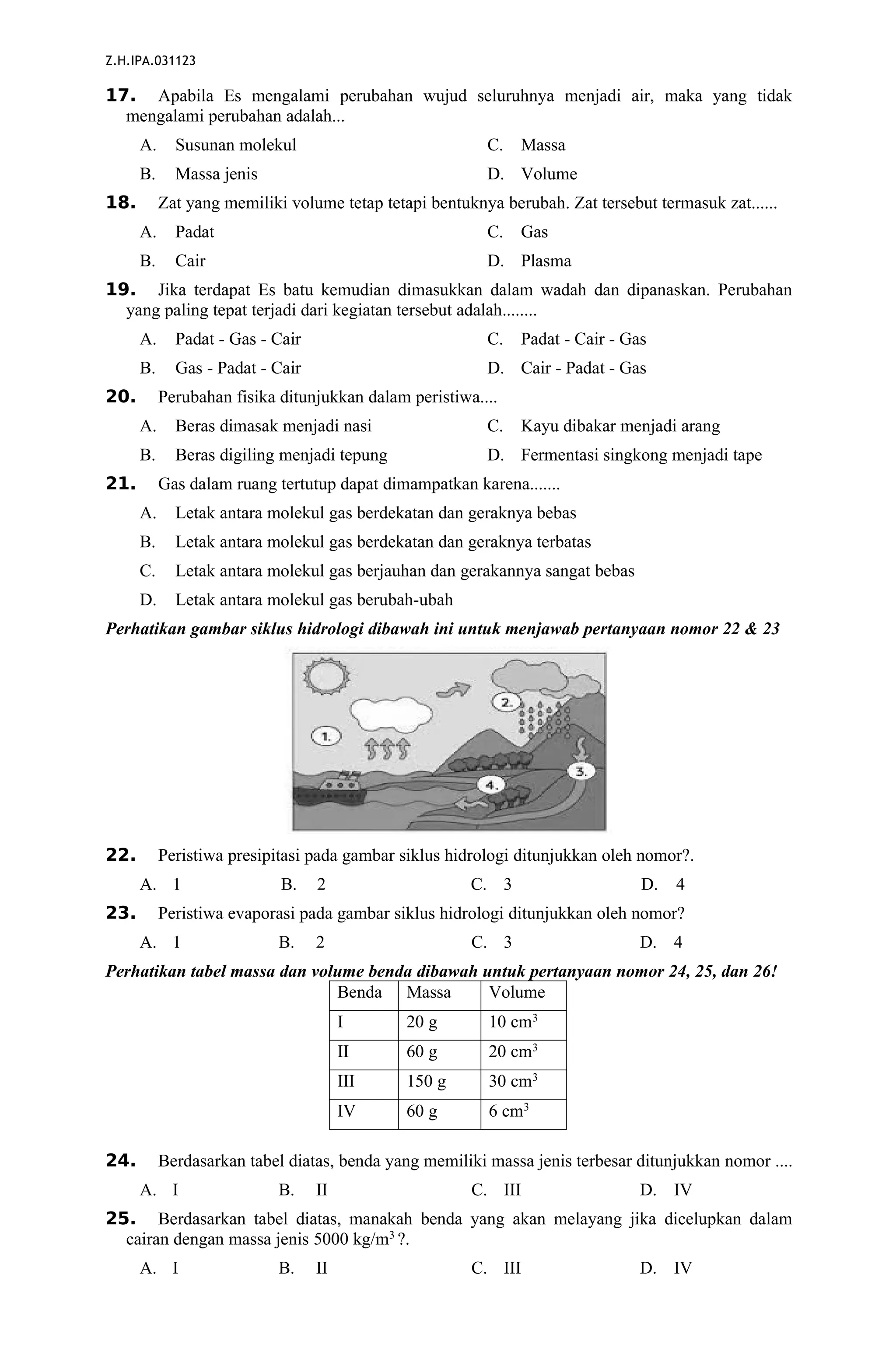 Soal Latihan Penilaian Sumatif Akhir Semester Kelas 7 SMP | PDF