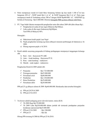 Soal latihan perpajakan 1 | PDF
