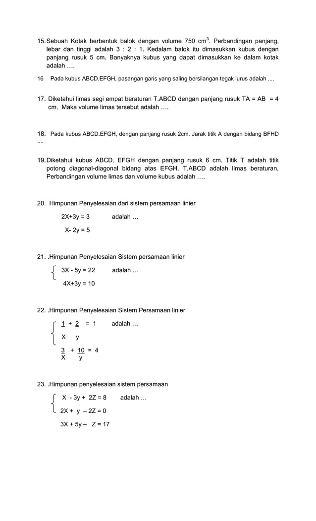 Soal latihan semester 2 mat kls x | DOCX