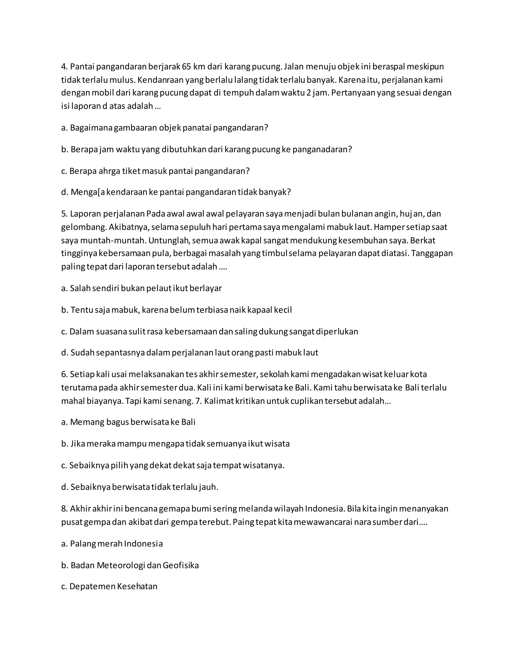 Soal latihan uas | DOCX