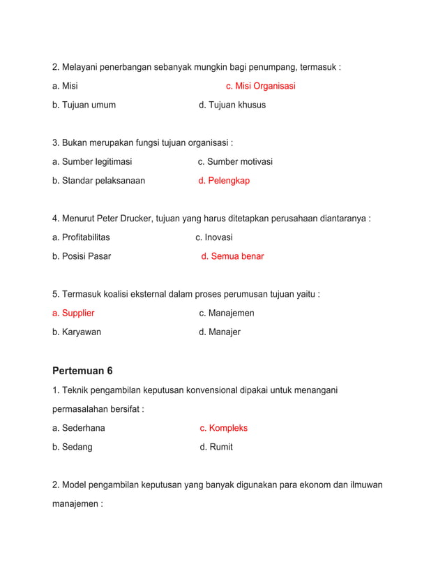 Soal latihan uas dasar manajemen | PDF
