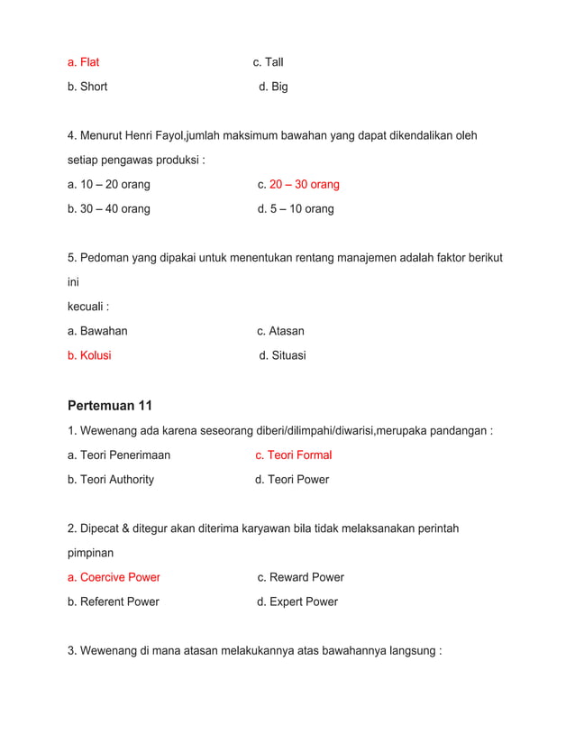 Soal latihan uas dasar manajemen | PDF