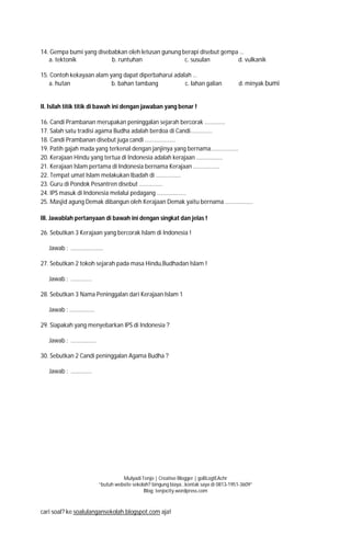 Soal latihan uas ips kelas 5 sd semester 1 | PDF