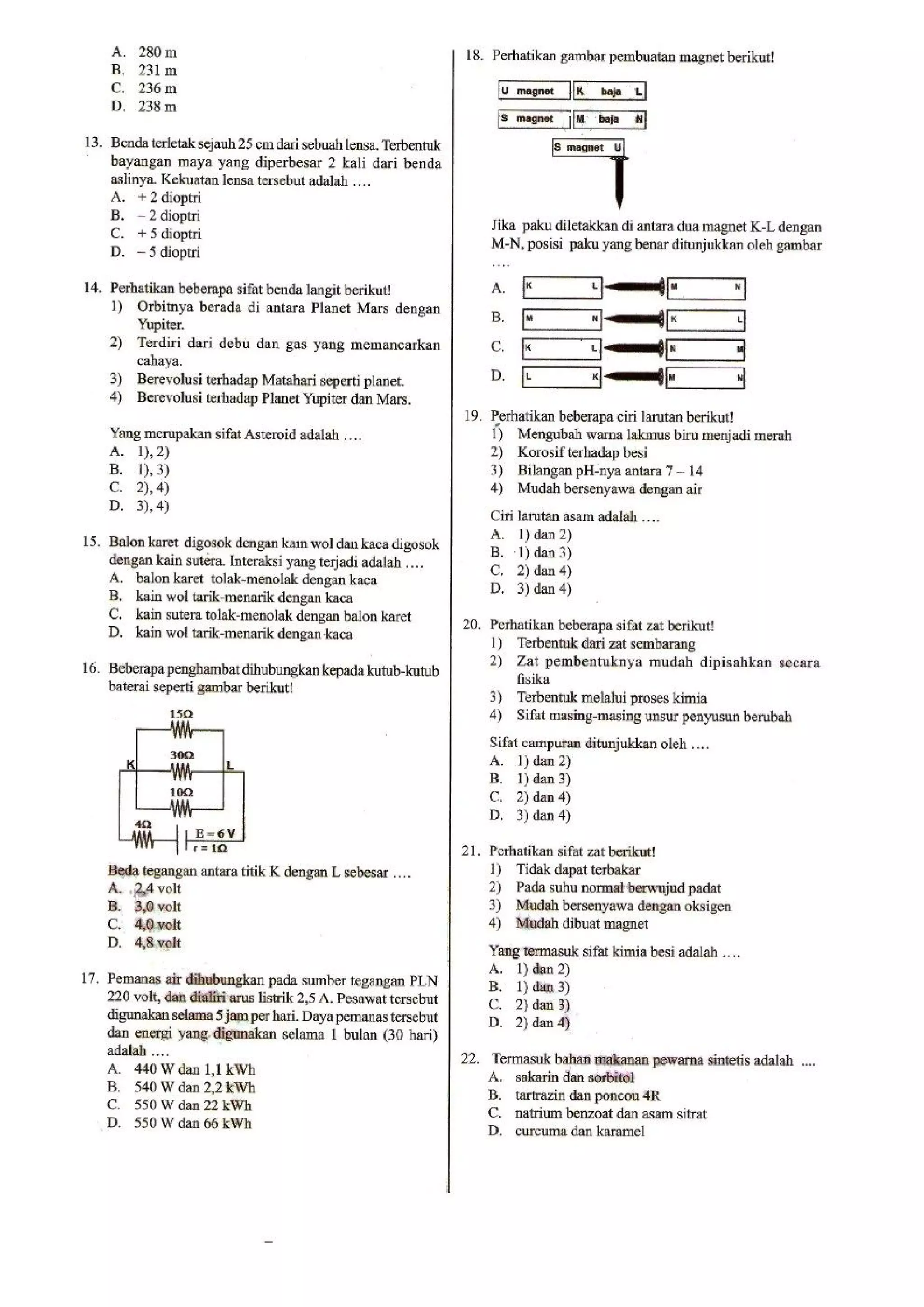 Soal latihan un ipa | PDF
