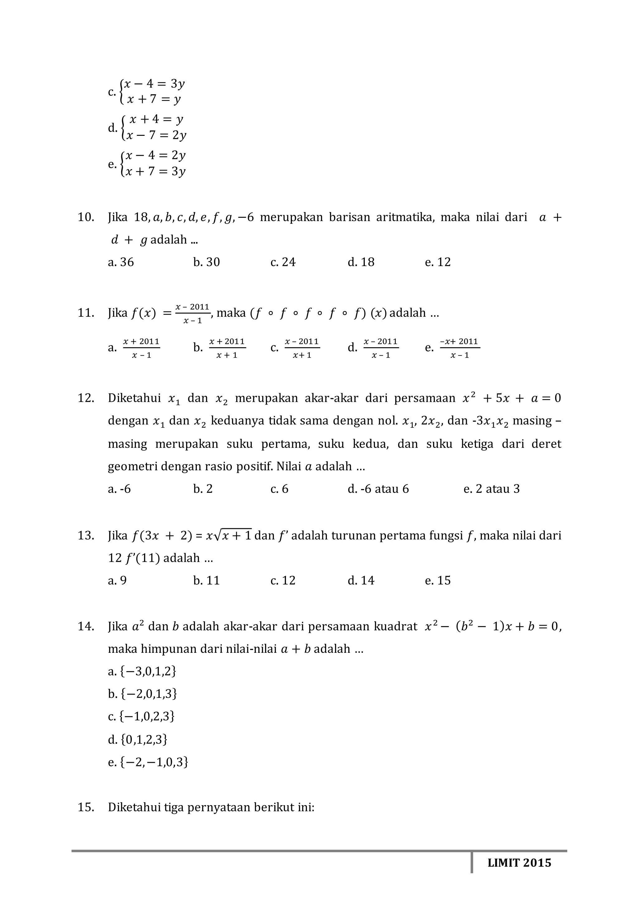 Soal Olimpiade Matematika | DOCX