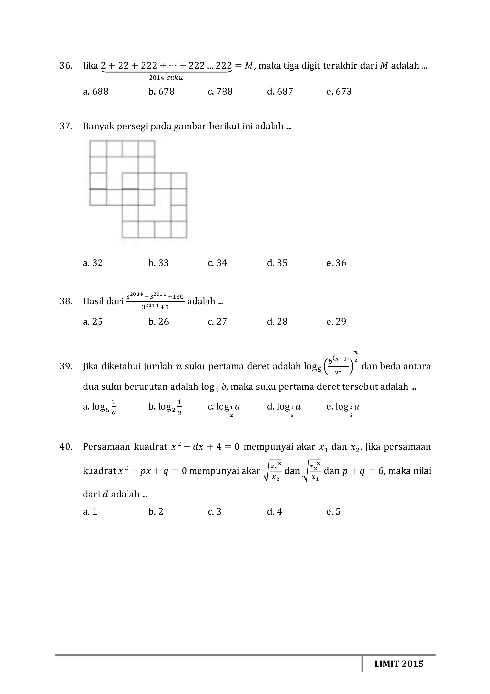 Soal Olimpiade Matematika | DOCX