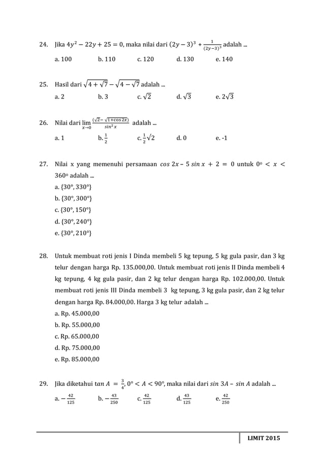 Soal Olimpiade Matematika | DOCX
