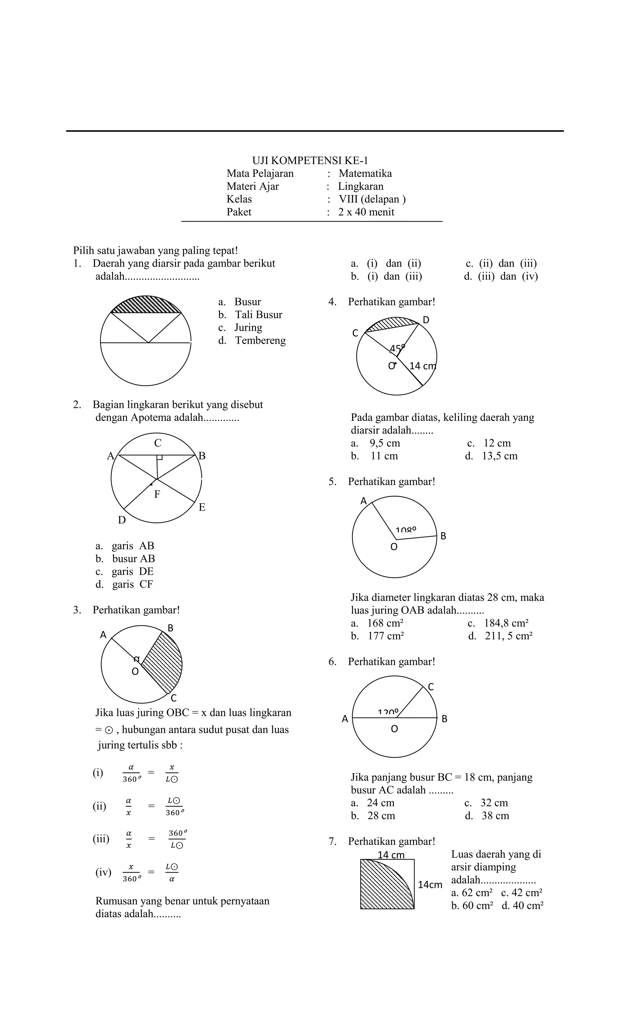 Soal lingkaran | DOCX